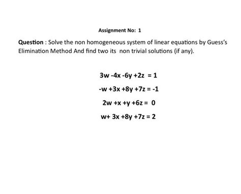 Solved Assignment No 1 Question Solve The Non Homogeneous