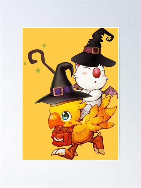 Chocobo And Moogle Final Fantasy Black Mage Halloween Wizard Edition Poster For Sale By Neofo