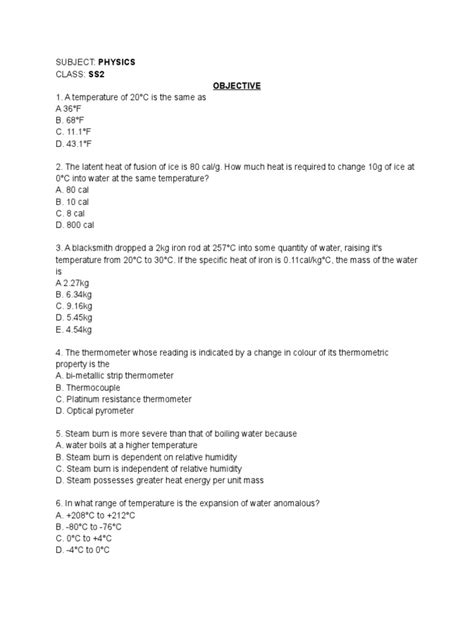 Subject Physics Ss2 Pdf Latent Heat Waves