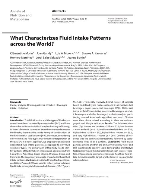 PDF What Characterizes Fluid Intake Patterns Across The World