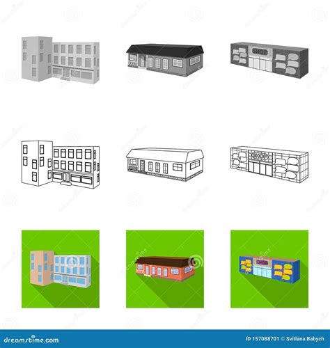 Vector Illustration Of Facade And Housing Icon Collection Of Facade And Infrastructure Stock
