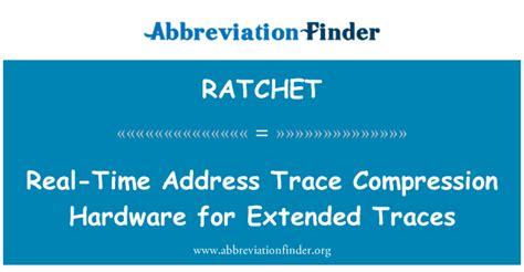 Ratchet Stands For Real Time Address Trace Compression Hardware For