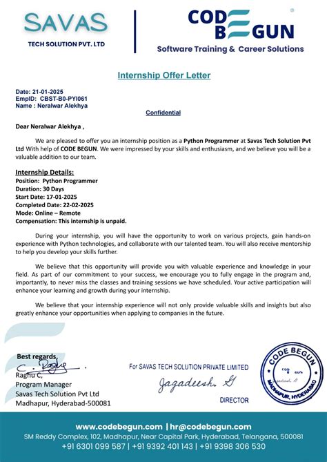 Neralwar Alekhya On Linkedin Internship Pythonprogramming Gratitude