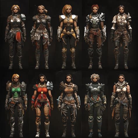 Character Customization Screens Showcasing Various Avatars And Gear Premium Ai Generated Image