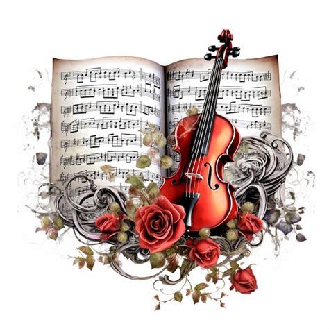 Premium Ai Image There Is A Violin And A Violin Case With Roses On It Generative Ai