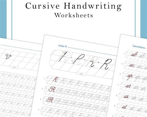 Cursive Handwriting Worksheets Etsy