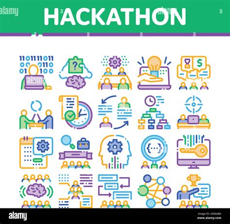 Hackathon Development Collection Icons Set Vector Stock Vector Image