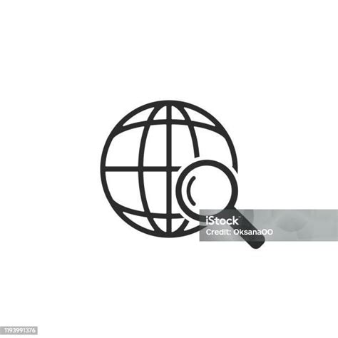 벡터 글로브 및 돋보기 아이콘입니다 흰색 격리 된 배경에 전역 검색 기호입니다 돋보기 광학 기기에 대한 스톡 벡터 아트 및 기타 이미지 돋보기 광학 기기 아이콘