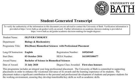 Thrilled To Achieve A First Class Bsc Hons In Biomedical Sciences From The University Of Bath