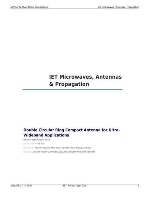 Pdf Double Circular Ring Compact Antenna For Ultra Wideband Applications