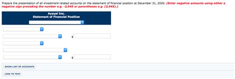 Solved At December 31 2020 The Equity Investments Of