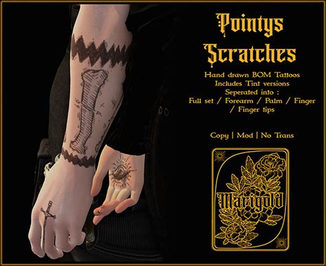 Second Life Marketplace [marigold] Pointys Scratch Tattoos Bom