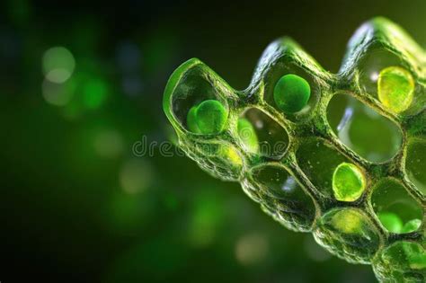 Exploration Of Plant Chloroplasts Revealing Intricate Cellular Structures Under Bright Light