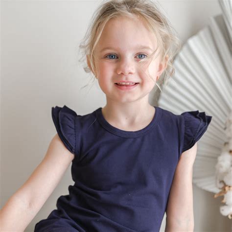 Short Sleeve Flutter Navy La Sienna Couture