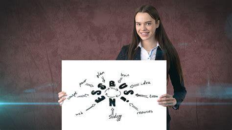 여자는 그것에 그려진 비즈니스 아이디어 스케치와 함께 흰색 시트 서 벽 근처를 잡고 성공적인 비즈니스의 개념입니다 개선에 대한 스톡 사진 및 기타 이미지 Istock