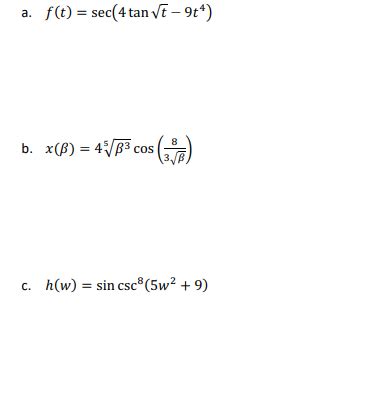 Solved Differentiate Each Problem Show Some Essential Chegg