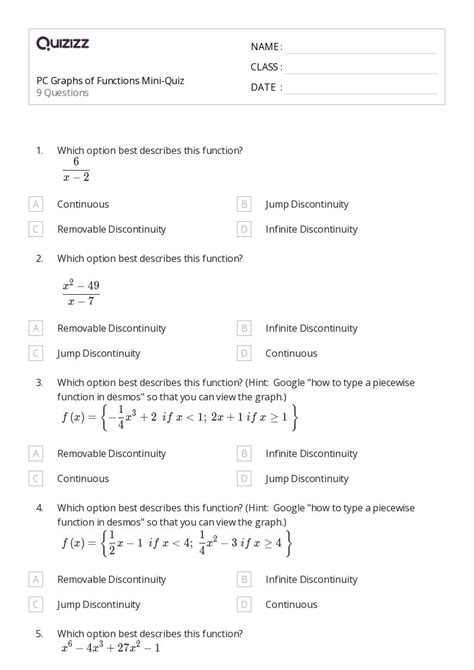 Graphs Functions Worksheets For Th Grade On Quizizz Free Printable