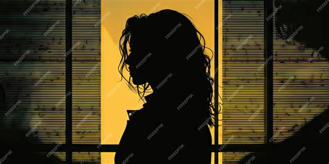 Premium Ai Image A Girl In Front Of A Window With A Yellow Background