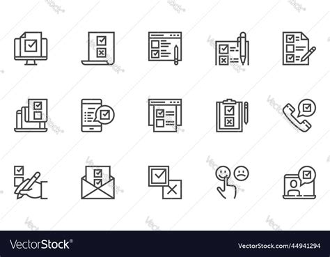 Survey Line Icons Set Royalty Free Vector Image