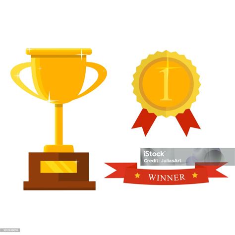 대회와 리더십 그림 고립 첫번째 장소 우승자 개념입니다 벡터입니다 챔피언 트로피 플랫 아이콘입니다 골든 우승자 컵입니다 Championship에 대한 스톡 벡터 아트 및