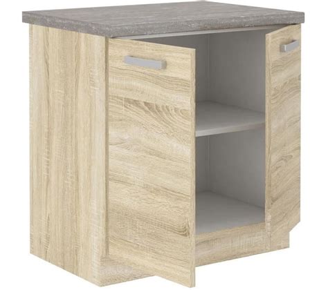 Meuble Bas 2 Portes Battantes Avec Plan De Travail Décor Chêne Sonoma