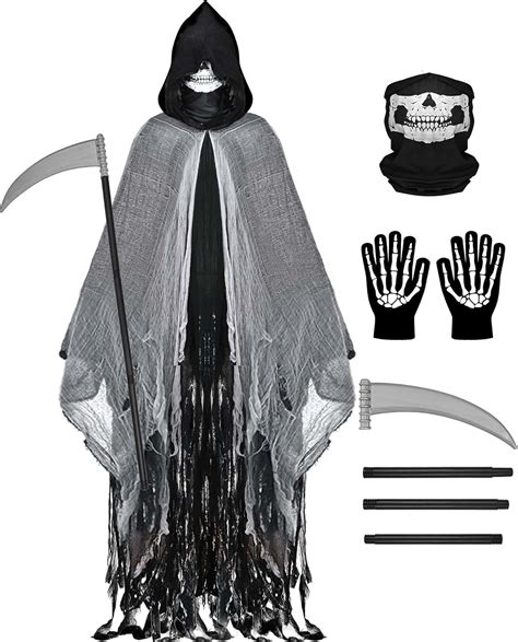 Grim Reaper Costume Halloween Hooded Cloak Qatar Ubuy