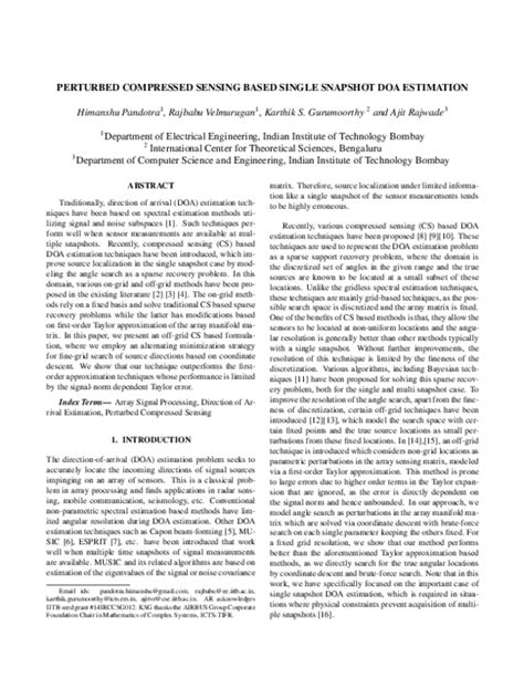 Pdf Perturbed Compressed Sensing Based Single Snapshot Doa Estimation