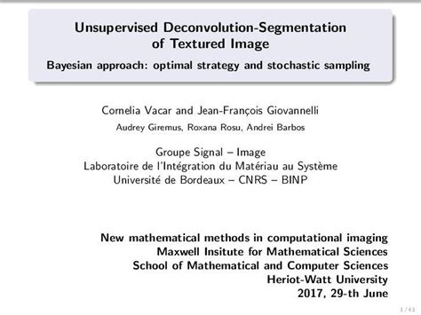 PDF Unsupervised Deconvolution Segmentation Of Textured Imagemp Slides Jfgiovannelli Pdf