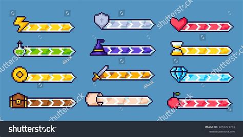 Pixel Game Progress Bars Vector Gui Stock Vector Royalty Free 2255271703 Shutterstock