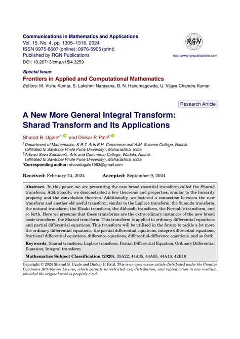 Pdf Frontiers In Applied And Computational Mathematics A New More General Integral Transform