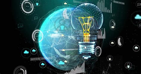 Image Of Digital Innovation Concept With Glowing Light Bulb And Global Network Connections Stock