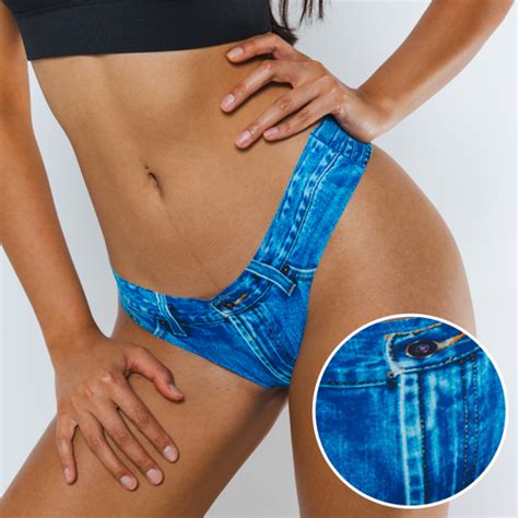 Denim Print Womens Thong Underwear The Jeanstring