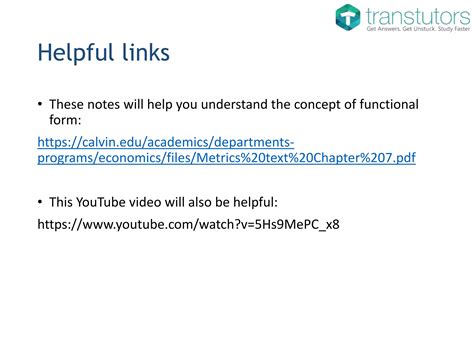 Functional Forms Of Regression Models Eonomics Pptx Physics Science