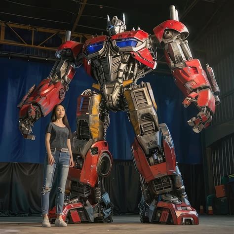 A Woman Stands Next To A Giant Robot With A Woman In Front Of It