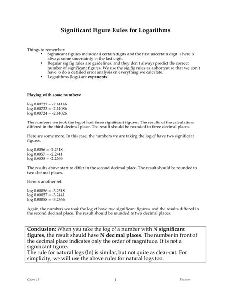Significant Figure Rules For Logs