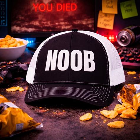 Noob Embroidered Trucker Cap Snapback Mesh Hat Etsy