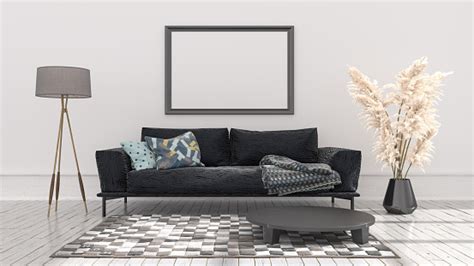 빈 포스터 프레임은 창문의 빛으로 조명된 흰색 인테리어로 조롱합니다 0명에 대한 스톡 사진 및 기타 이미지 0명 3차원 형태 가구 Istock