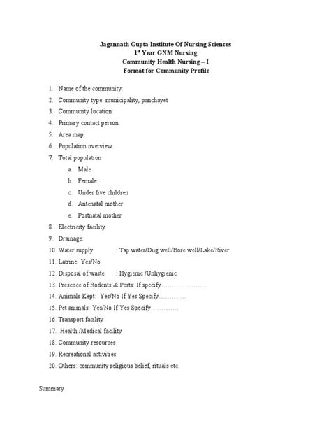 Community Profile Format Pdf