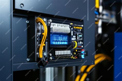 A Closeup View Of A Programmable Logic Controller Plc Panel In An