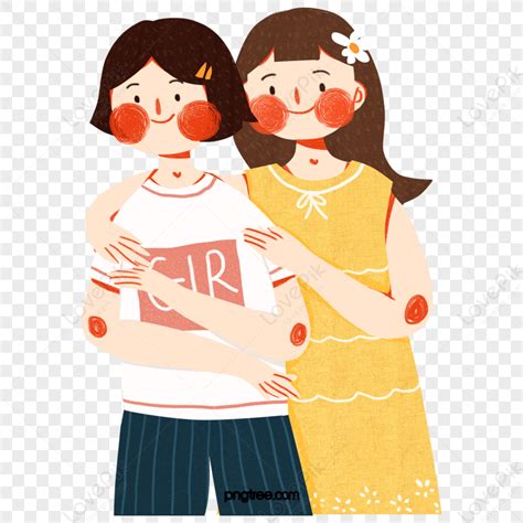 귀여운 여름 일러스트 여자 학생 사진을 찍고 소년 인사 Png 일러스트 무료 다운로드 Lovepik