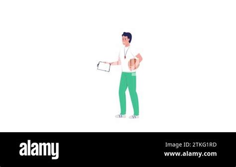 Animated School Athletic Trainer Pe Class Teacher Full Body Flat Animated School Athletic Trainer Pe Class Teacher Full Body Flat