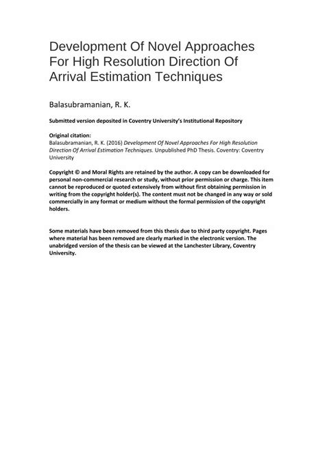 Pdf Development Of Novel Approaches For High Resolution