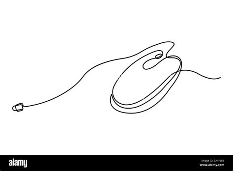 Drawn Continuous One Line Art Of Computer Mouse Design Vector Illustration Stock Vector Image