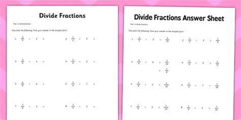 Dividing Fractions Worksheet Primary Resources Twinkl