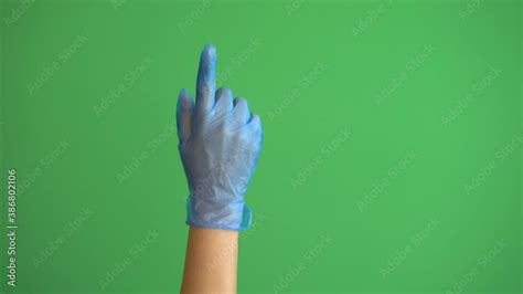 Gestures Pack Female Hand In Medical Gloves Touching Clicking Tapping Sliding Dragging And