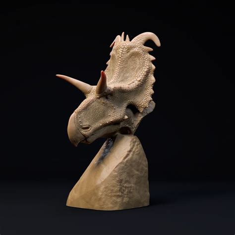 3d Printable Lokiceratops Bust Pre Supported By Dino And Dog