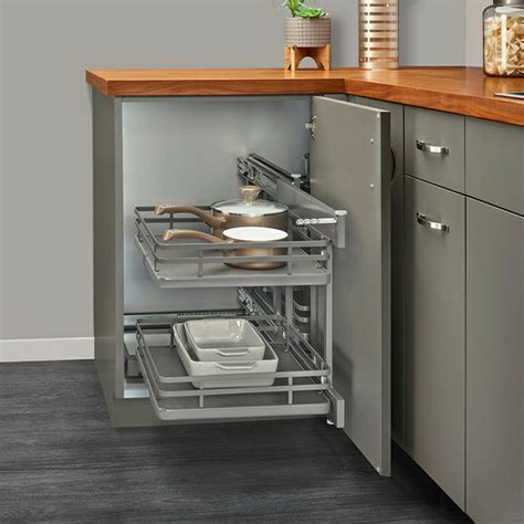 REV A SHELF Two Tier Blind Corner Organizer With Soft Close Orion Gray Rev A Shelf PSP