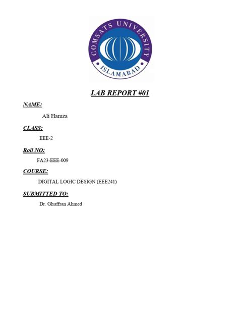 Dld Lab Report 1 New Pdf Logic Gate Electronic Circuits