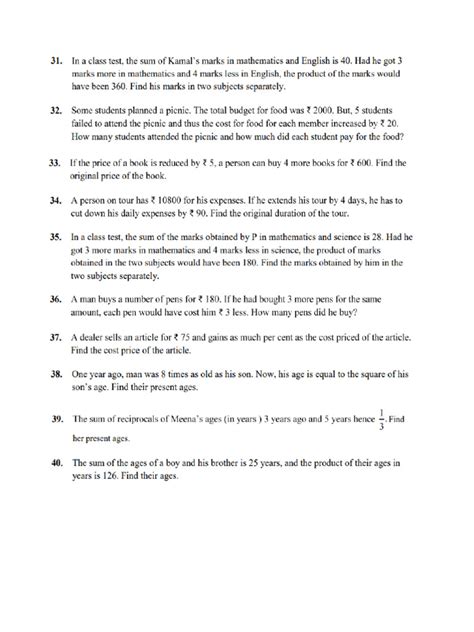 Maths Test 34 Qe Word Problems Class 10 Encrypted Pdf