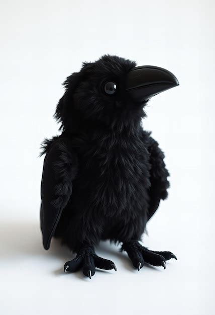 Cute Raven Plush Toy On A White Background Premium Ai Generated Image